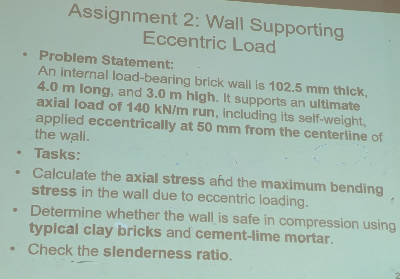 Solved Assignment 2: Wall Supporting Eccentric LoadProblem | Chegg.com