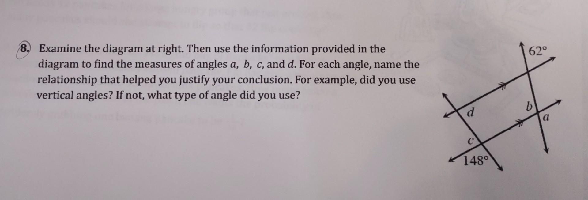 Solved 8. Examine the diagram at right. Then use the | Chegg.com