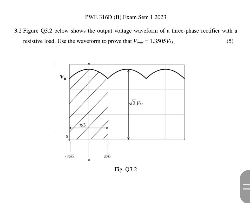 Solved 3.2 Figure Q3.2 below shows the output voltage | Chegg.com