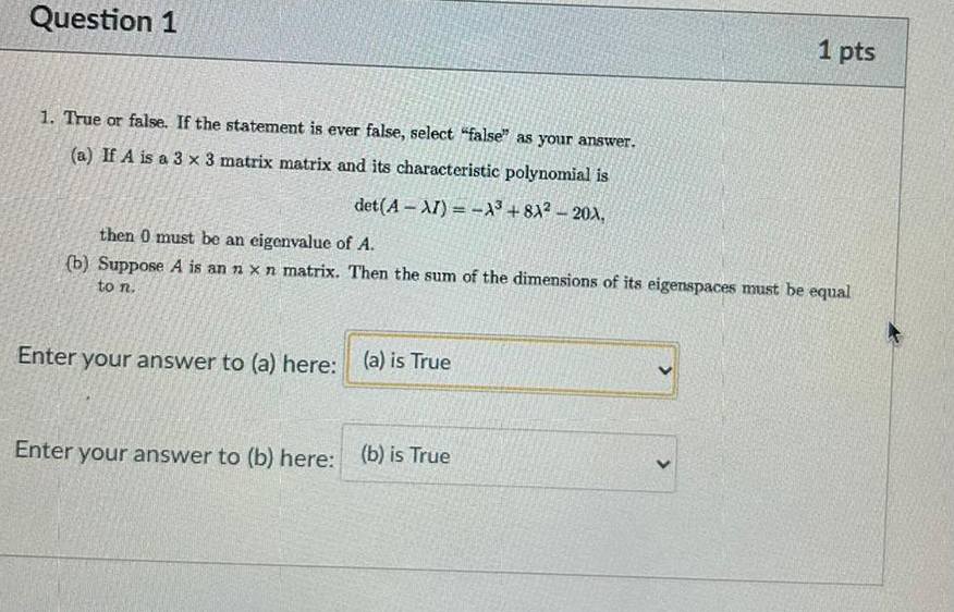 Solved Question 11 ptsTrue or false. If the statement is | Chegg.com Solved Question 11 ptsTrue or false. If the statement is | Chegg.com
