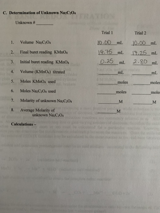 REPORT SHEET A BASIC REDOX TITRATION CH-132 Practicum | Chegg.com
