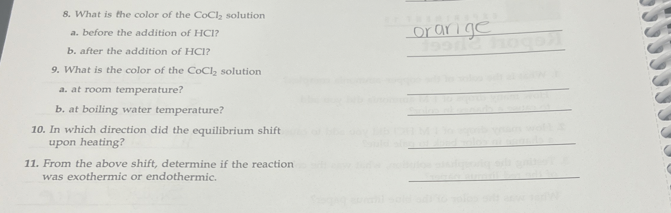 Solved What is the color of the CoCl2 ﻿solutiona. ﻿before | Chegg.com