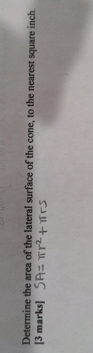 Solved Determine the area of the lateral surface of the | Chegg.com