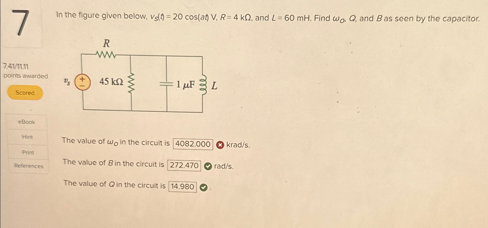 Solved In the figure given below, vS(t)=20cos(at)V,R=4kΩ, | Chegg.com