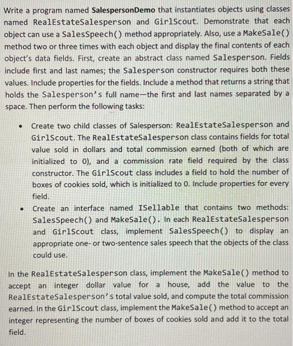 Solved Write a program named SalespersonDemo that | Chegg.com Solved Write a program named SalespersonDemo that | Chegg.com