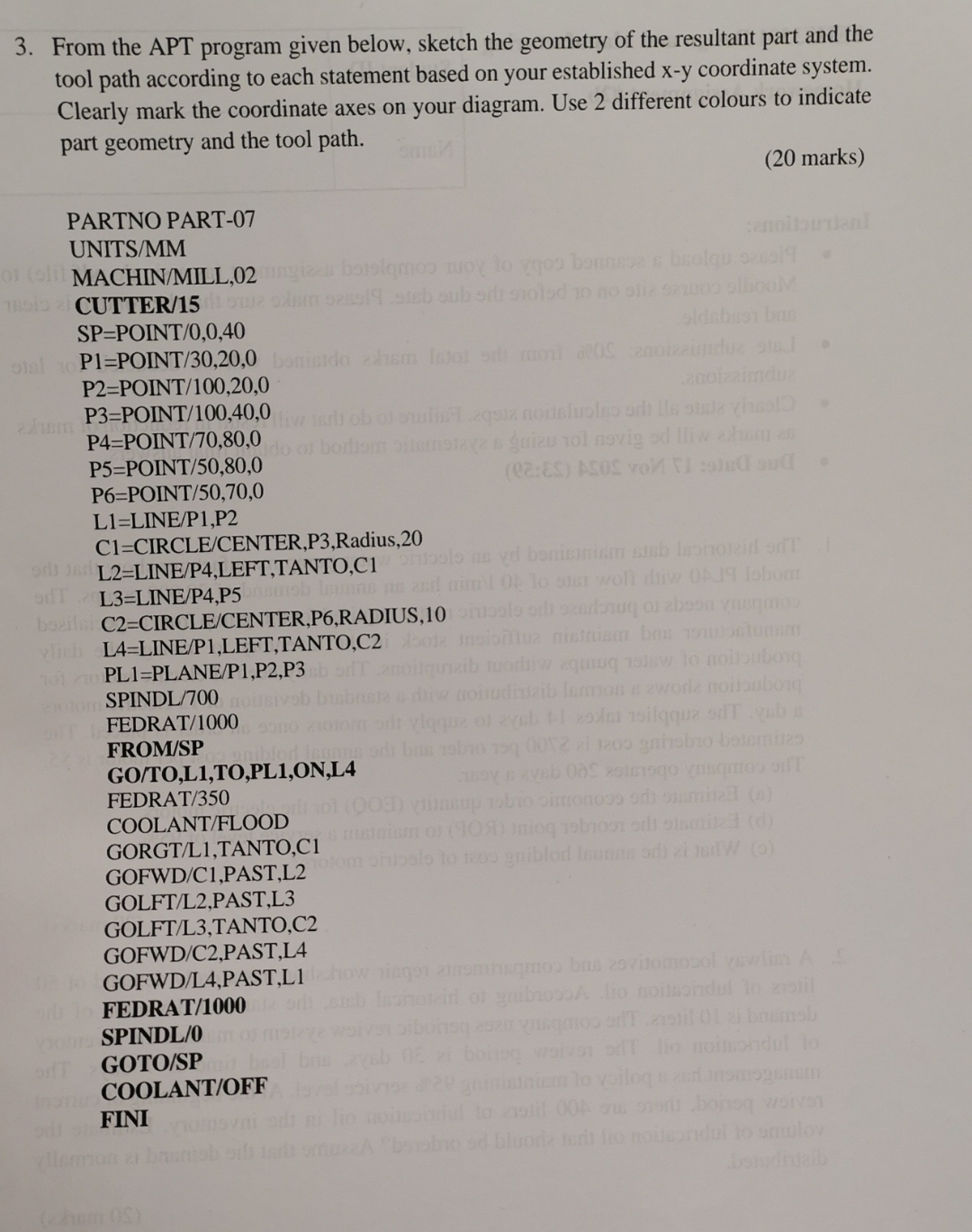 Solved From the APT program given below, sketch the geometry | Chegg.com