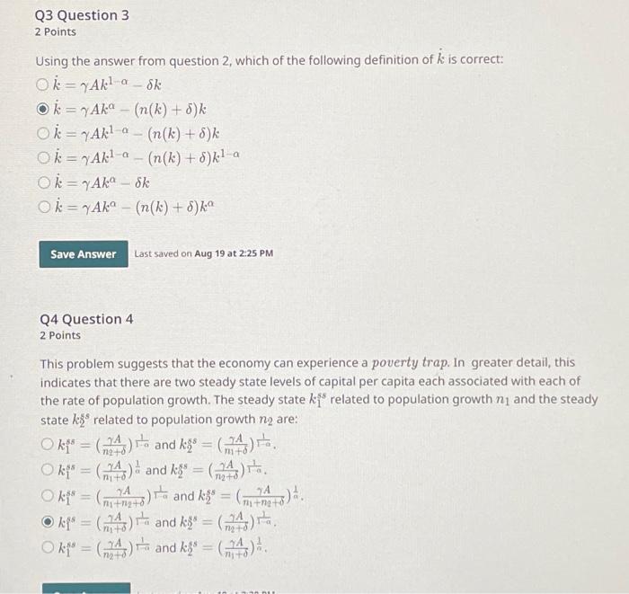 Solved Q1 Question 1 - Fertility and poverty traps 2 Points | Chegg.com