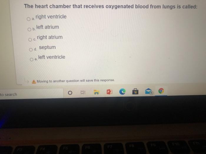 Solved The heart chamber that receives oxygenated blood from | Chegg.com