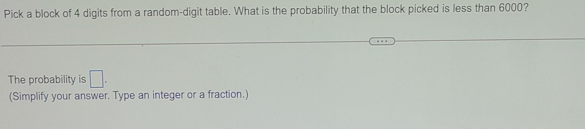 Solved Pick a block of 4 digits from a random-digit table. | Chegg.com