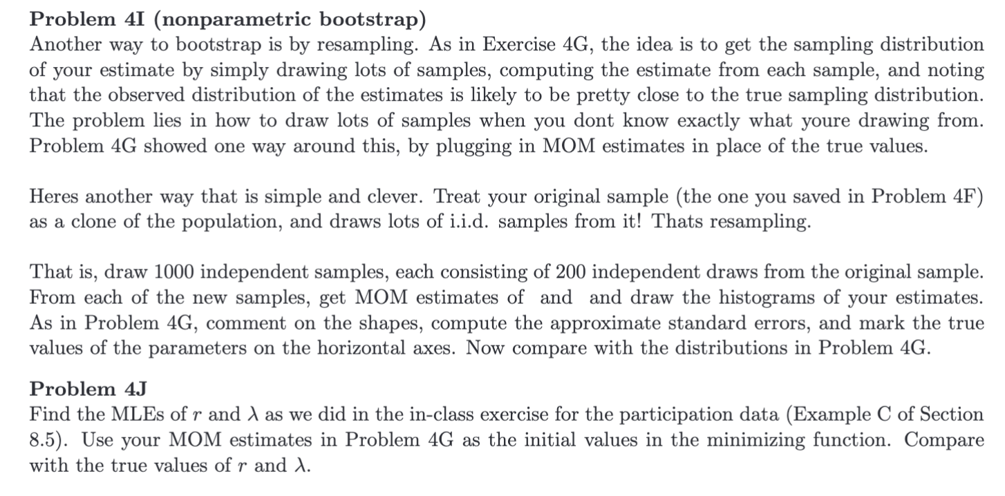 Solved probem 4I (nonparametric bootstrap)Another way to | Chegg.com