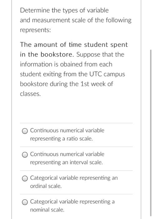 Solved Determine the types of variables and measurement | Chegg.com