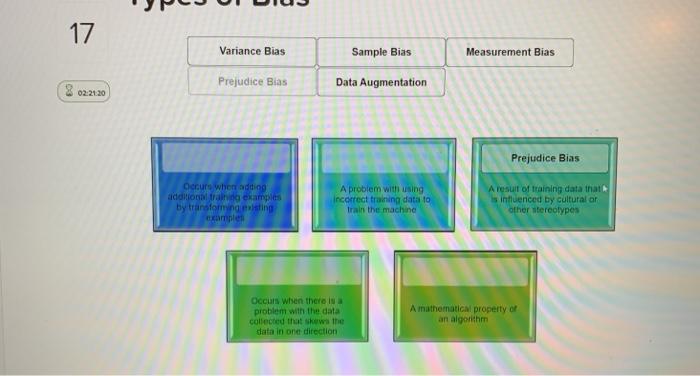 Solved 17 Variance Bias Sample Bias Measurement Bias 8 | Chegg.com
