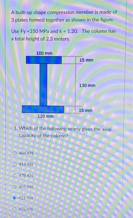 Solved A built-up shape compression member is made of 3 | Chegg.com