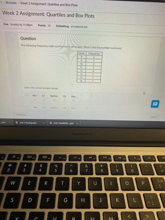Solved 1 Modules Week 2 Assignment: Quartiles and Box Plots | Chegg.com