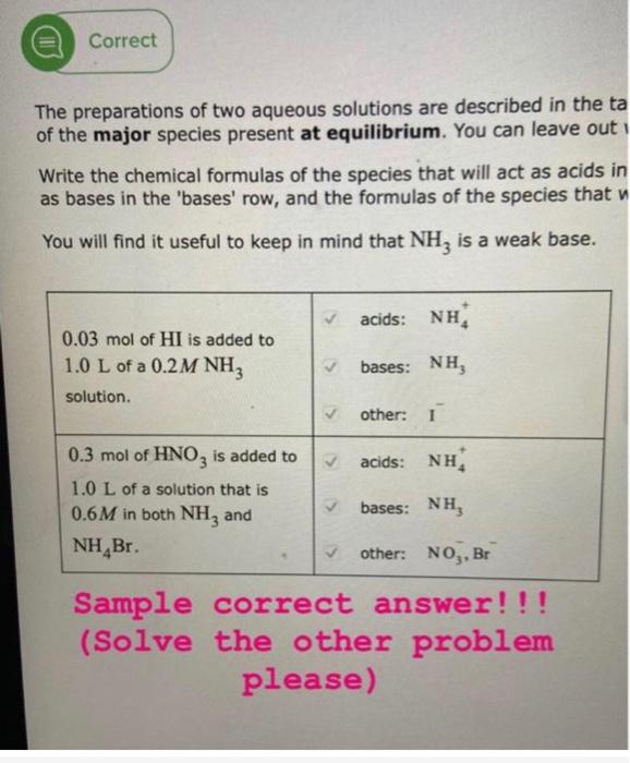 Solved The preparations of two aqueous solutions are | Chegg.com