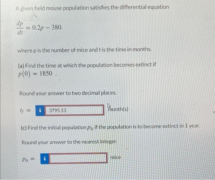 Solved A given field mouse population satisfies the | Chegg.com