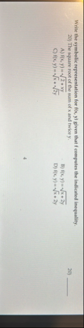 Solved Write the symbolic representation for f(x,y) ﻿given | Chegg.com