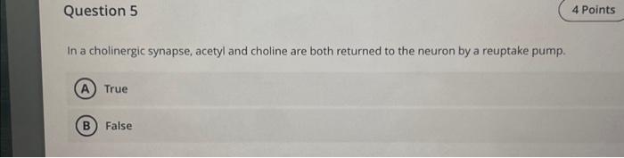 Solved In a cholinergic synapse, acetyl and choline are both | Chegg.com