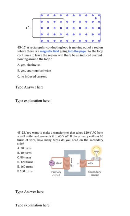 Solved 45-17. A rectangular conducting loop is moving out of | Chegg.com