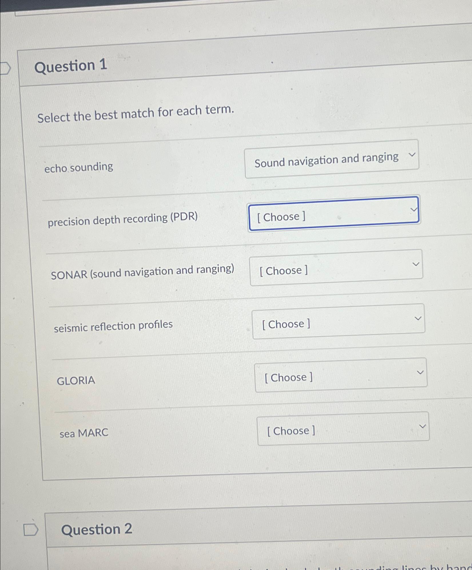Solved Question 1Select the best match for each term.echo | Chegg.com