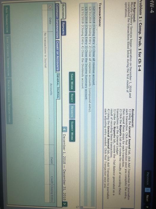 Solved PREVIOUS NEXT HW-4 Problem 1 : Comp. Prob. 1 for Ch | Chegg.com