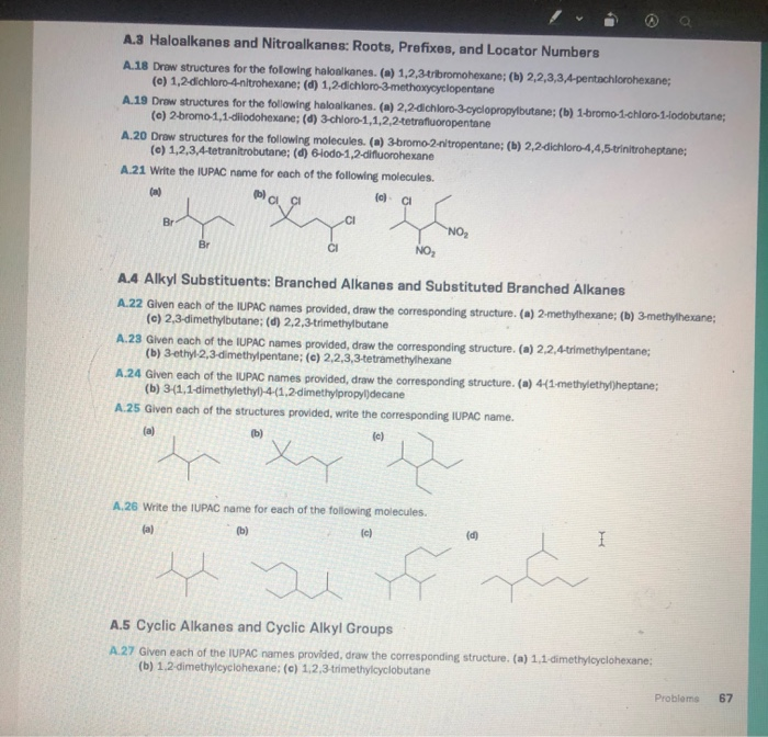 Solved A.3 Haloalkanes and Nitroalkanes: Roots, Prefixes, | Chegg.com