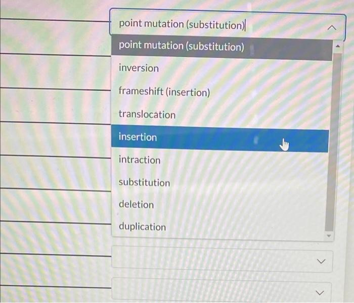 Solved Match the type/s of mutations illustrated in the | Chegg.com
