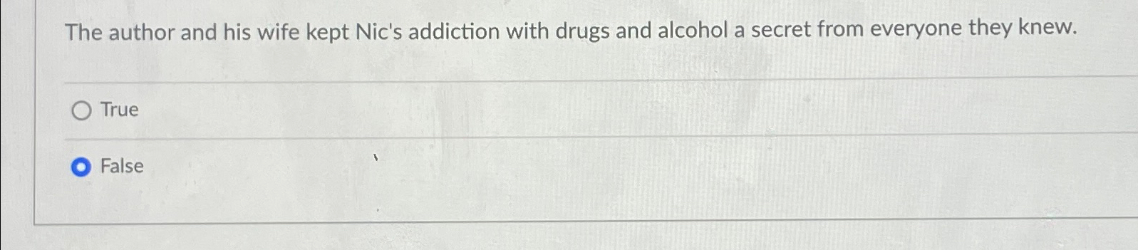 Solved The author and his wife kept Nic's addiction with | Chegg.com