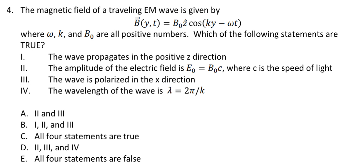 Solved The magnetic field of a traveling EM wave is given | Chegg.com