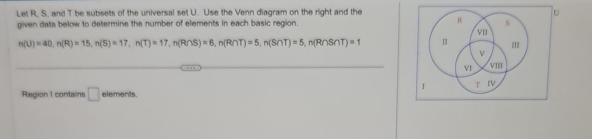 Solved Let R,S, and T be subsets of the universal set U. Use | Chegg.com