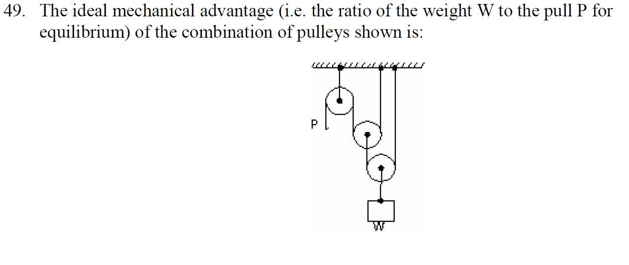Solved The ideal mechanical advantage (i.e. the ratio of the | Chegg.com