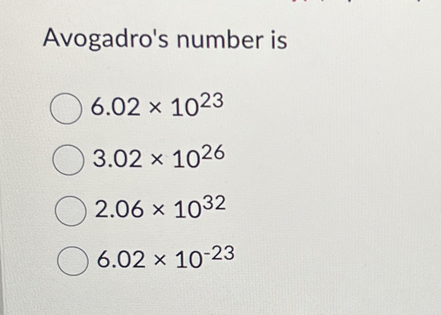 Solved Avogadro's number | Chegg.com