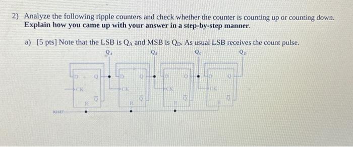 Solved 2) Analyze the following ripple counters and check | Chegg.com
