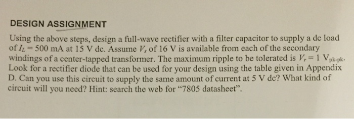 Solved I want the answer for “DESIGN ASSIGNMENT” ... | Chegg.com