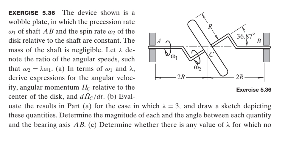 EXERCISE 5.36 ﻿The device shown is a wobble plate, in | Chegg.com