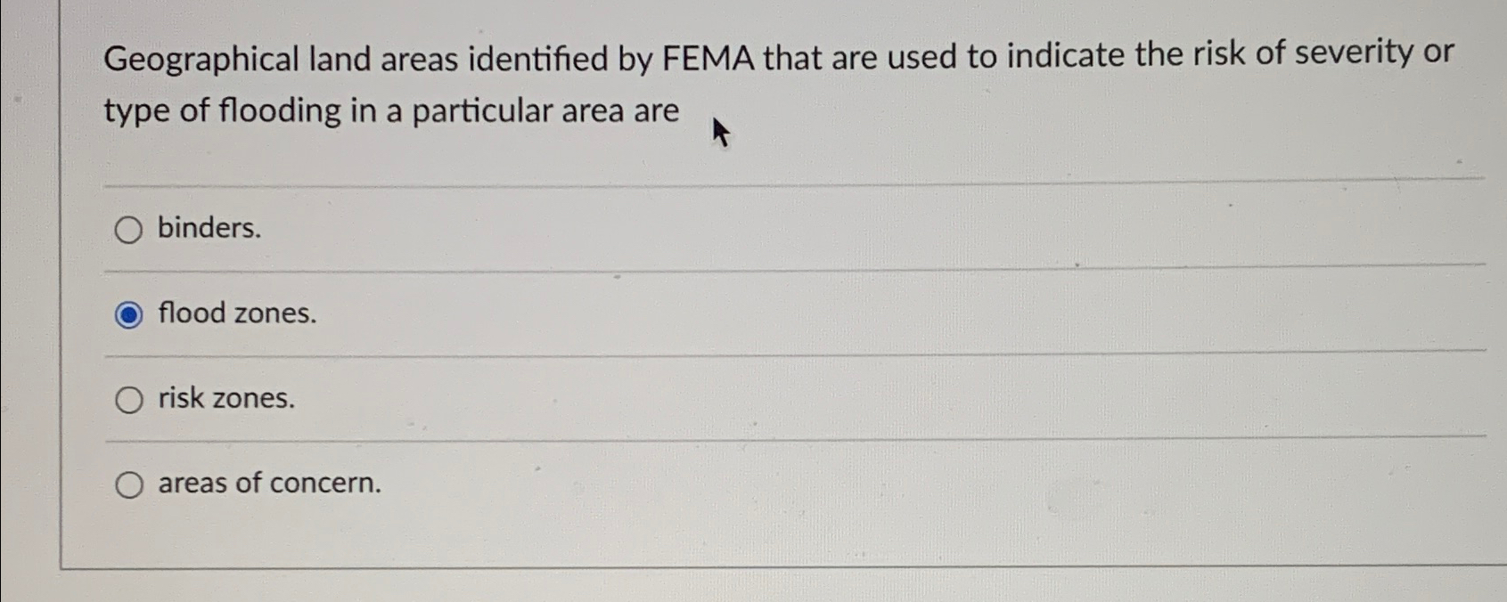Solved Geographical land areas identified by FEMA that are | Chegg.com