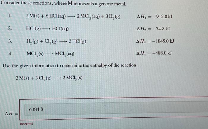 Solved Consider these reactions, where M represents a | Chegg.com