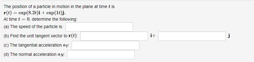 Solved The position of a particle in motion in the plane at | Chegg.com