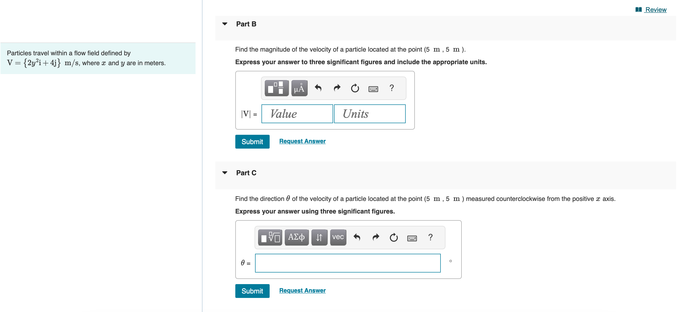 Solved Part BParticles travel within a flow field defined | Chegg.com