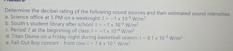 Solved Determine the decibel rating of the following sound | Chegg.com