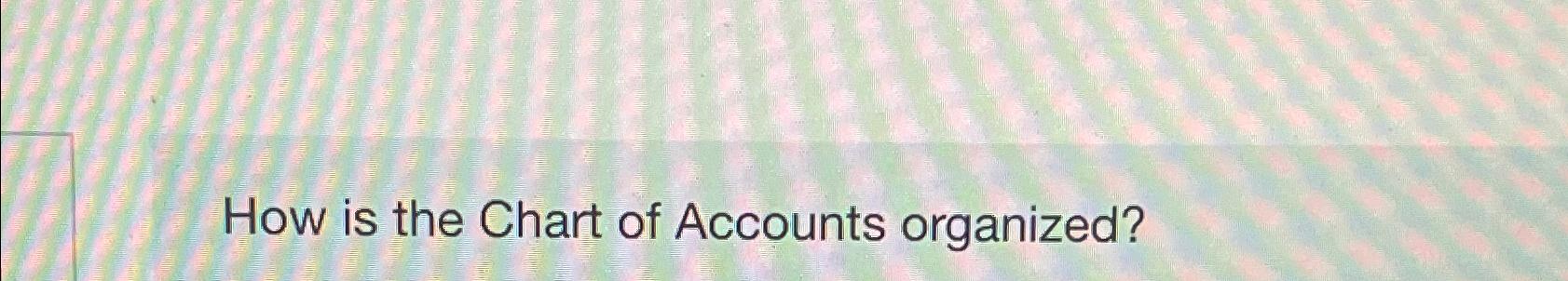 Solved How is the Chart of Accounts organized? | Chegg.com
