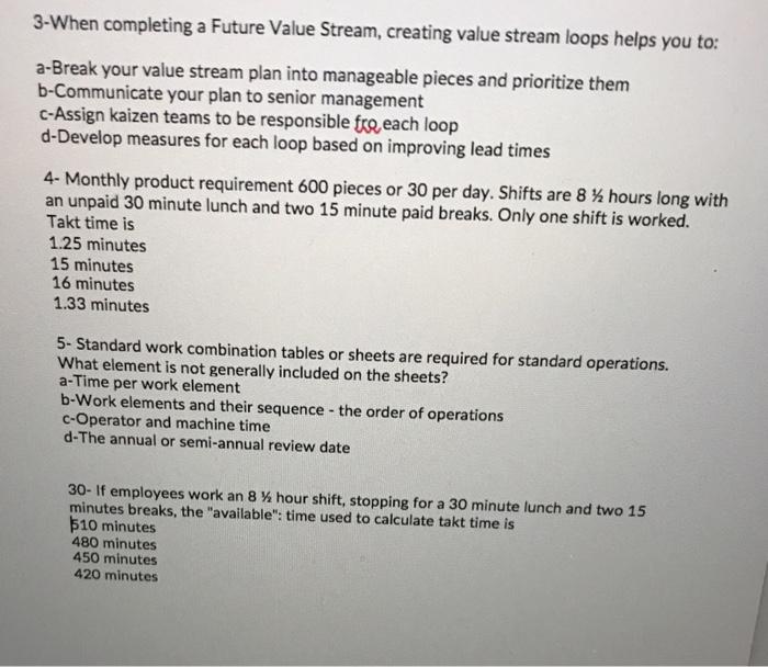 Solved 3-When completing a Future Value Stream, creating | Chegg.com