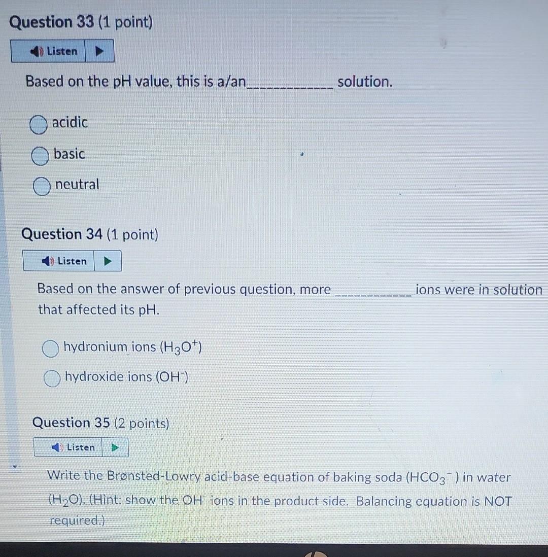 Solved Sample 5 - Baking Soda Solution (NaHCO3) - Question | Chegg.com