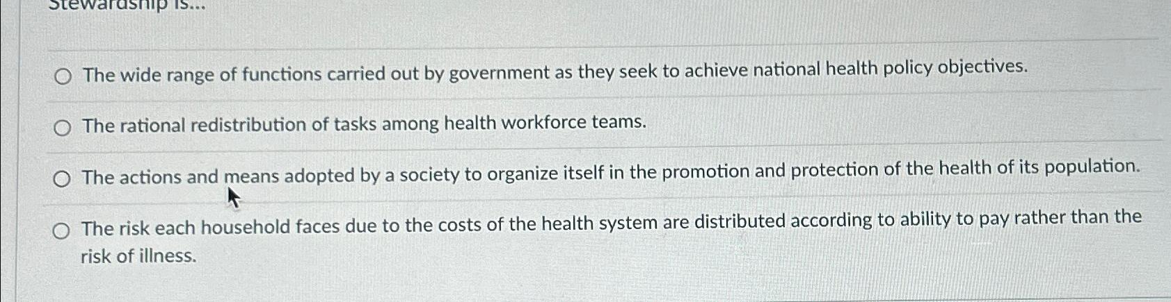 Solved The wide range of functions carried out by government | Chegg.com
