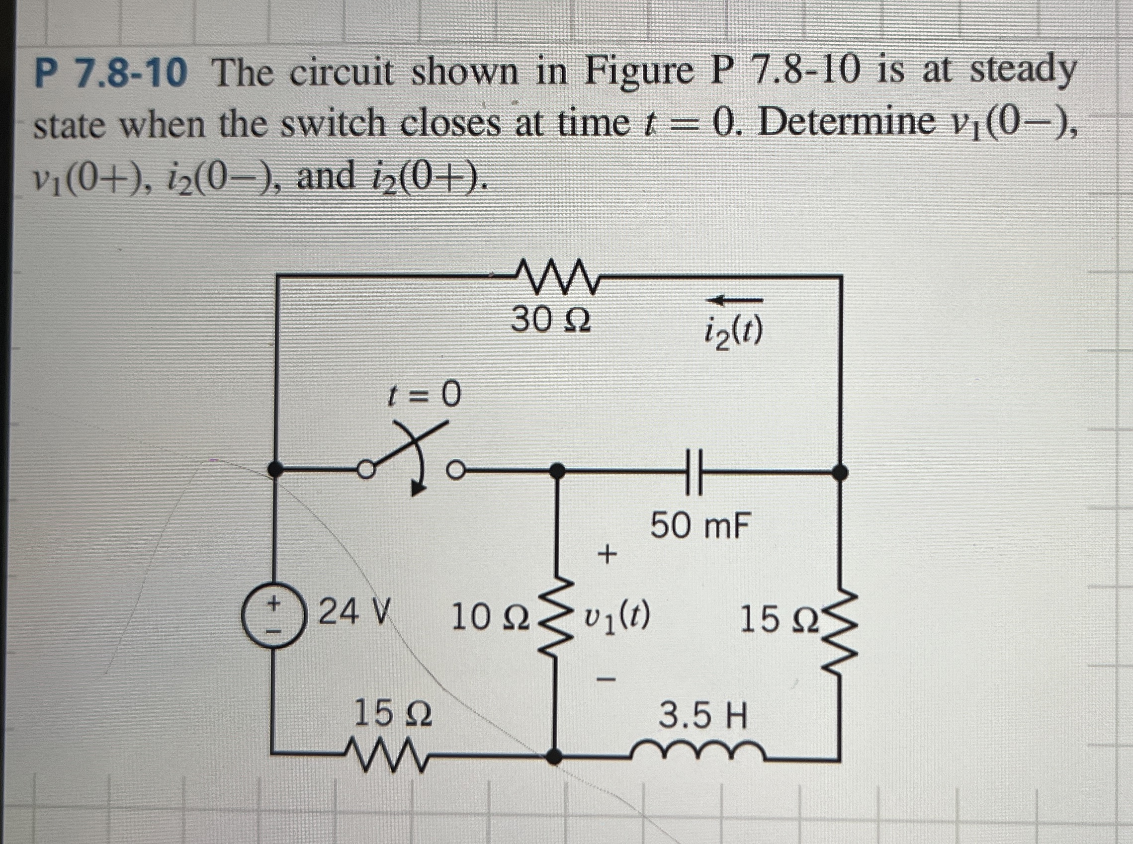 Solved P 7.8-10 ﻿The circuit shown in Figure P 7.8-10 ﻿is at | Chegg.com