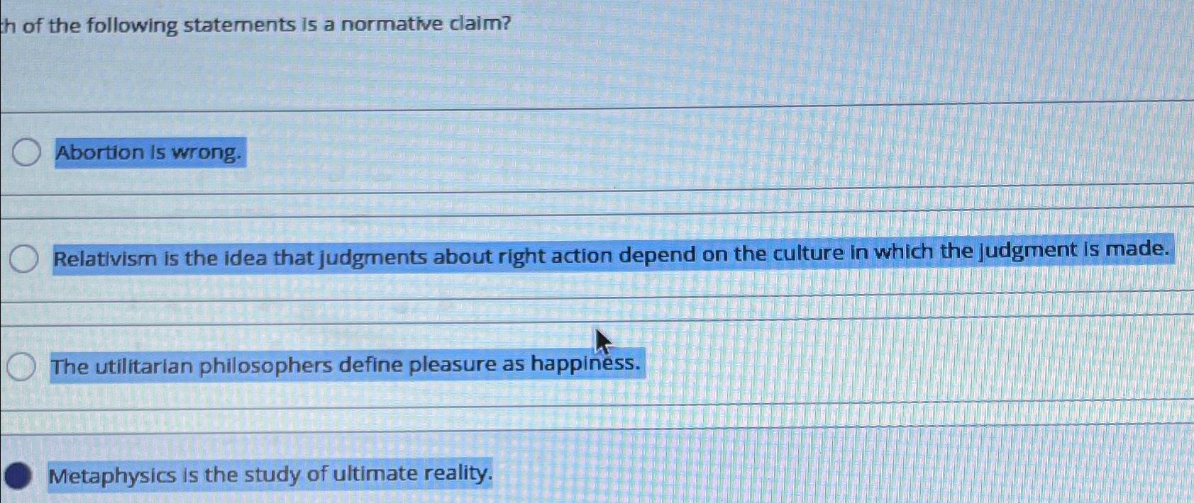 Solved th of the following statements is a normative | Chegg.com