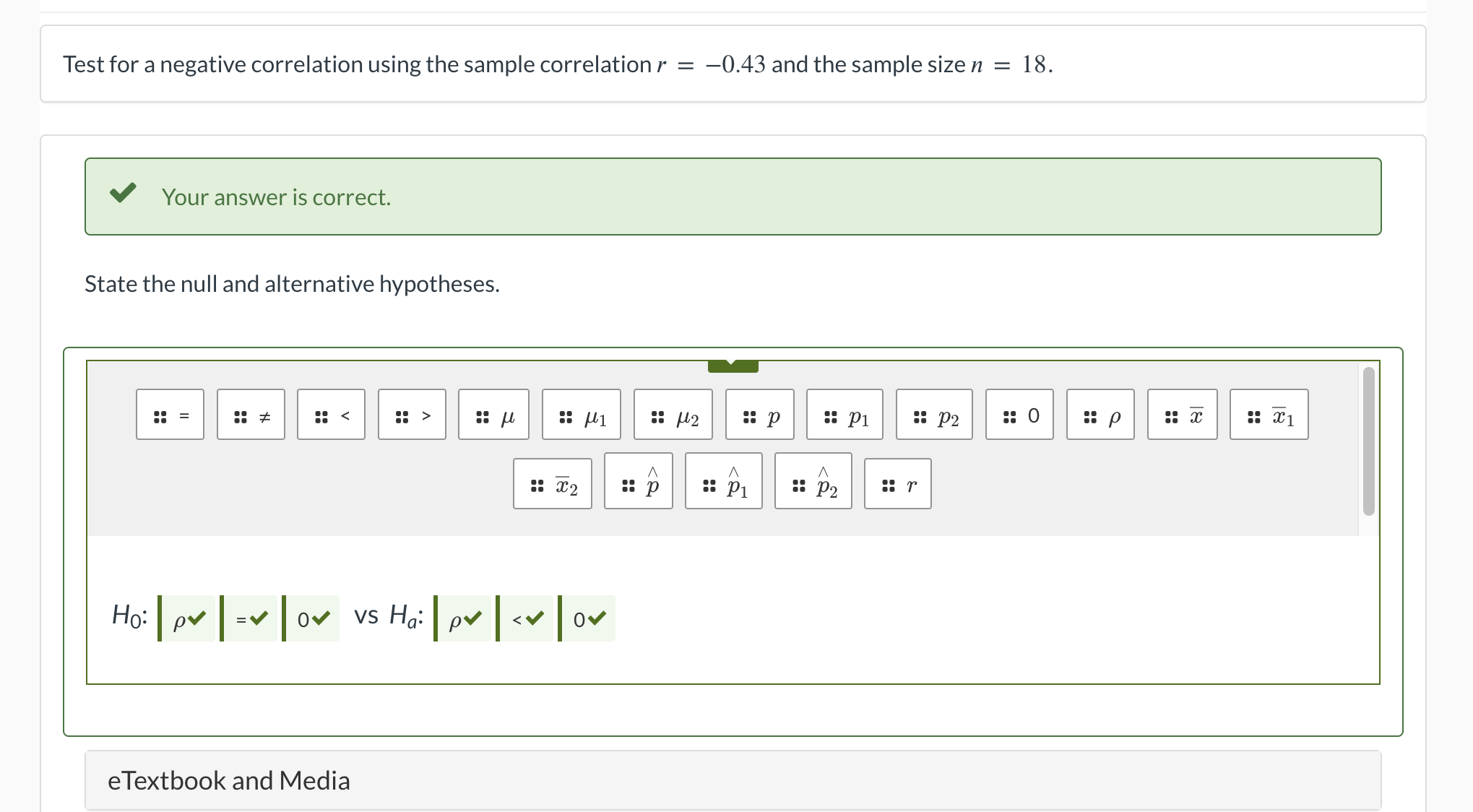 Solved Test for a negative correlation using the sample | Chegg.com