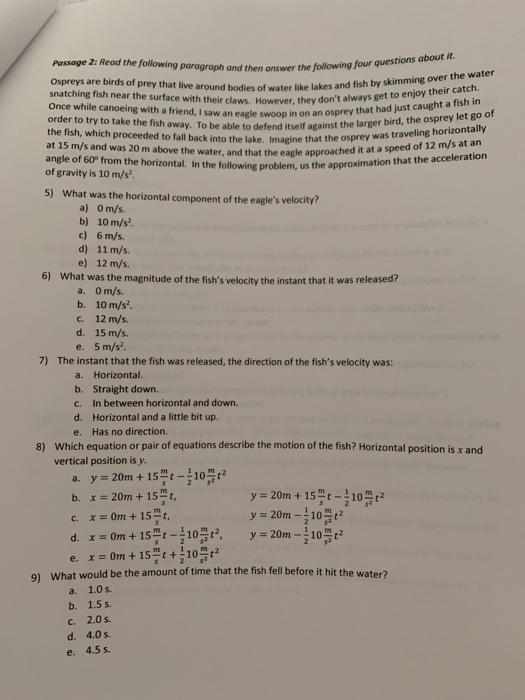 Solved Passage 2: Read the following paragraph and then | Chegg.com