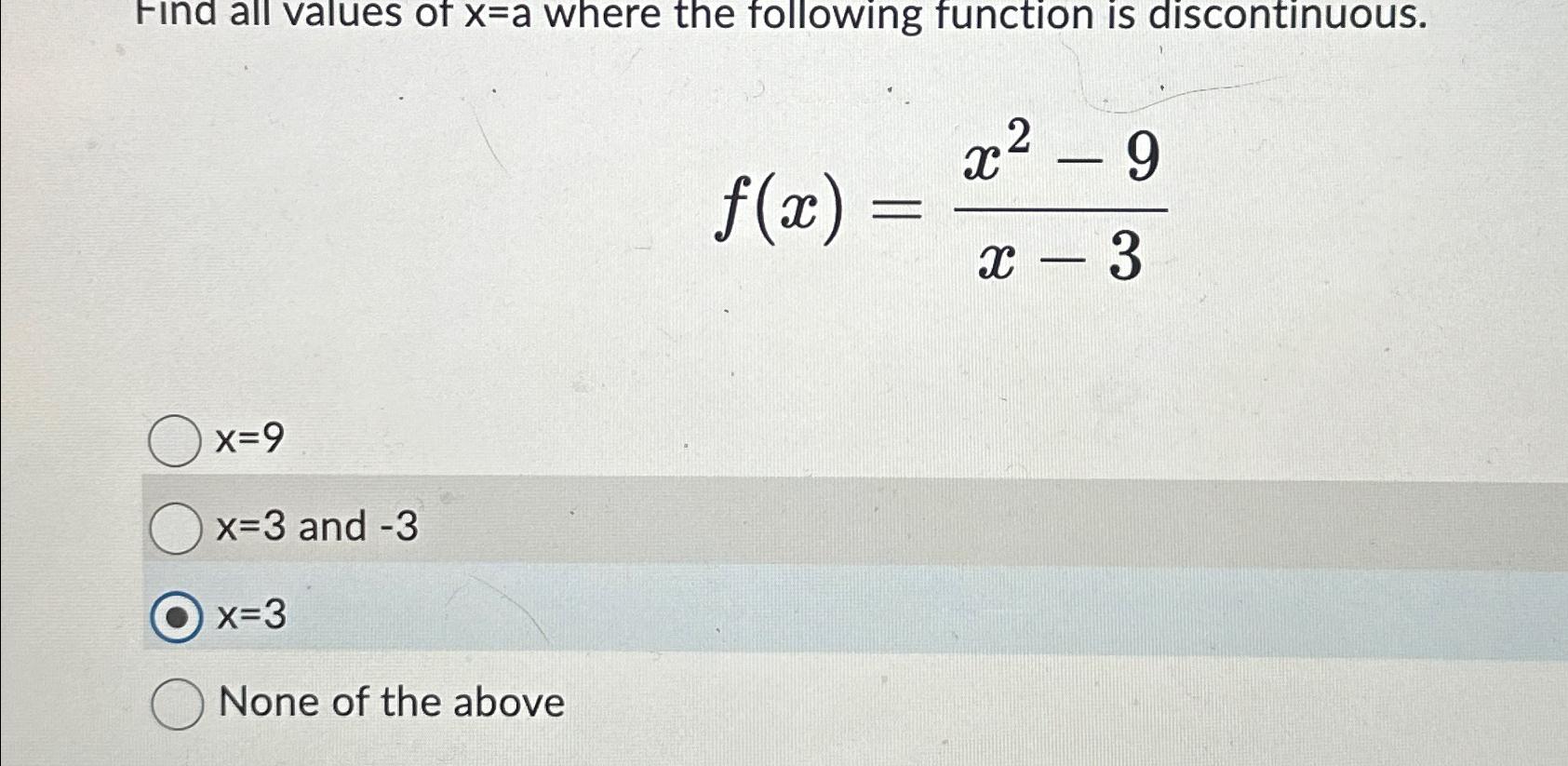 Solved Find all values of x=a where the following function | Chegg.com