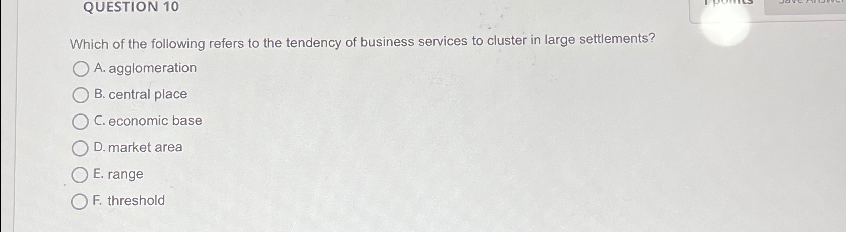 Solved QUESTION 10Which of the following refers to the | Chegg.com